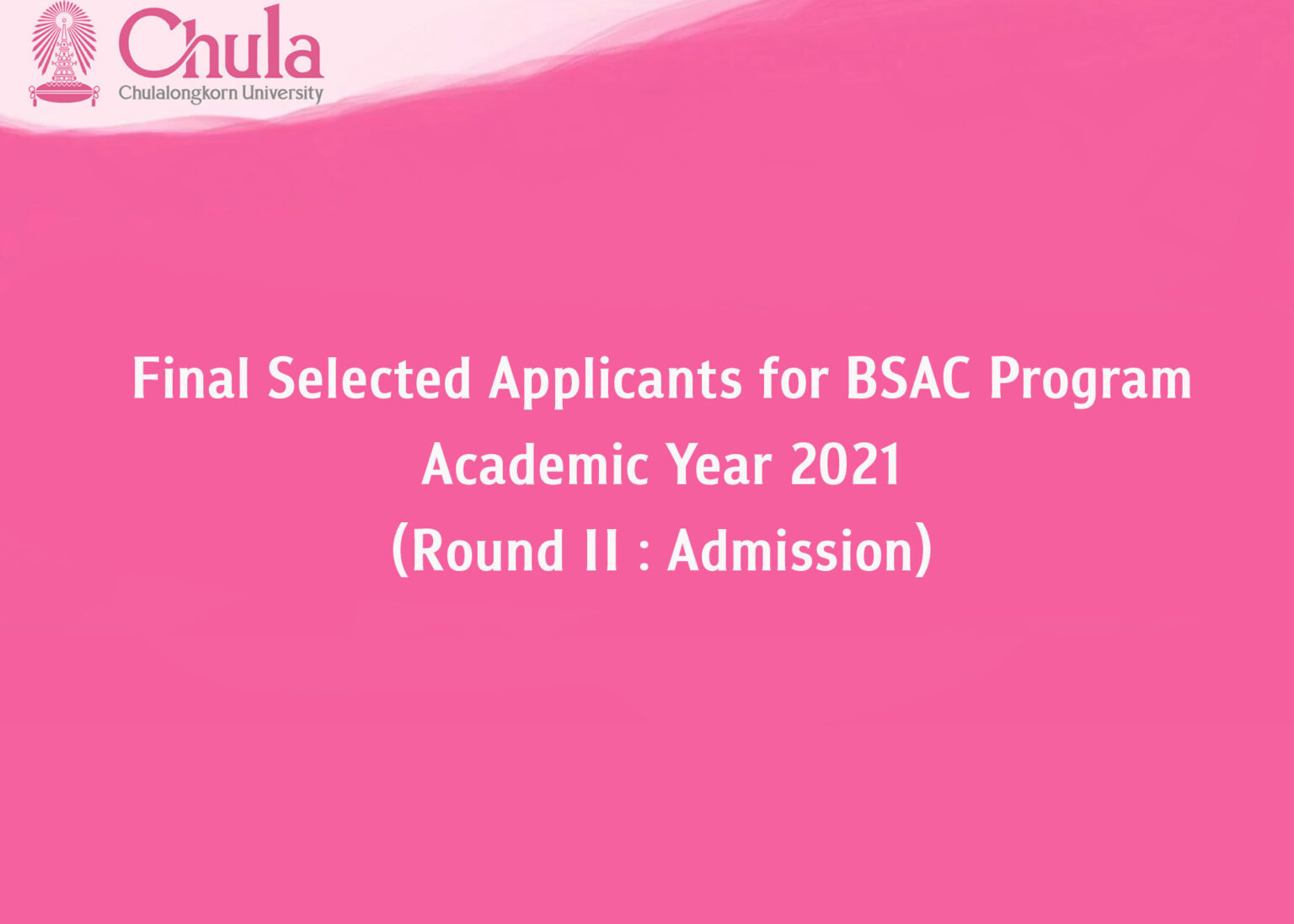 Final Selected Applicants for BSAC Program, Academic Year 2021 (Round ...