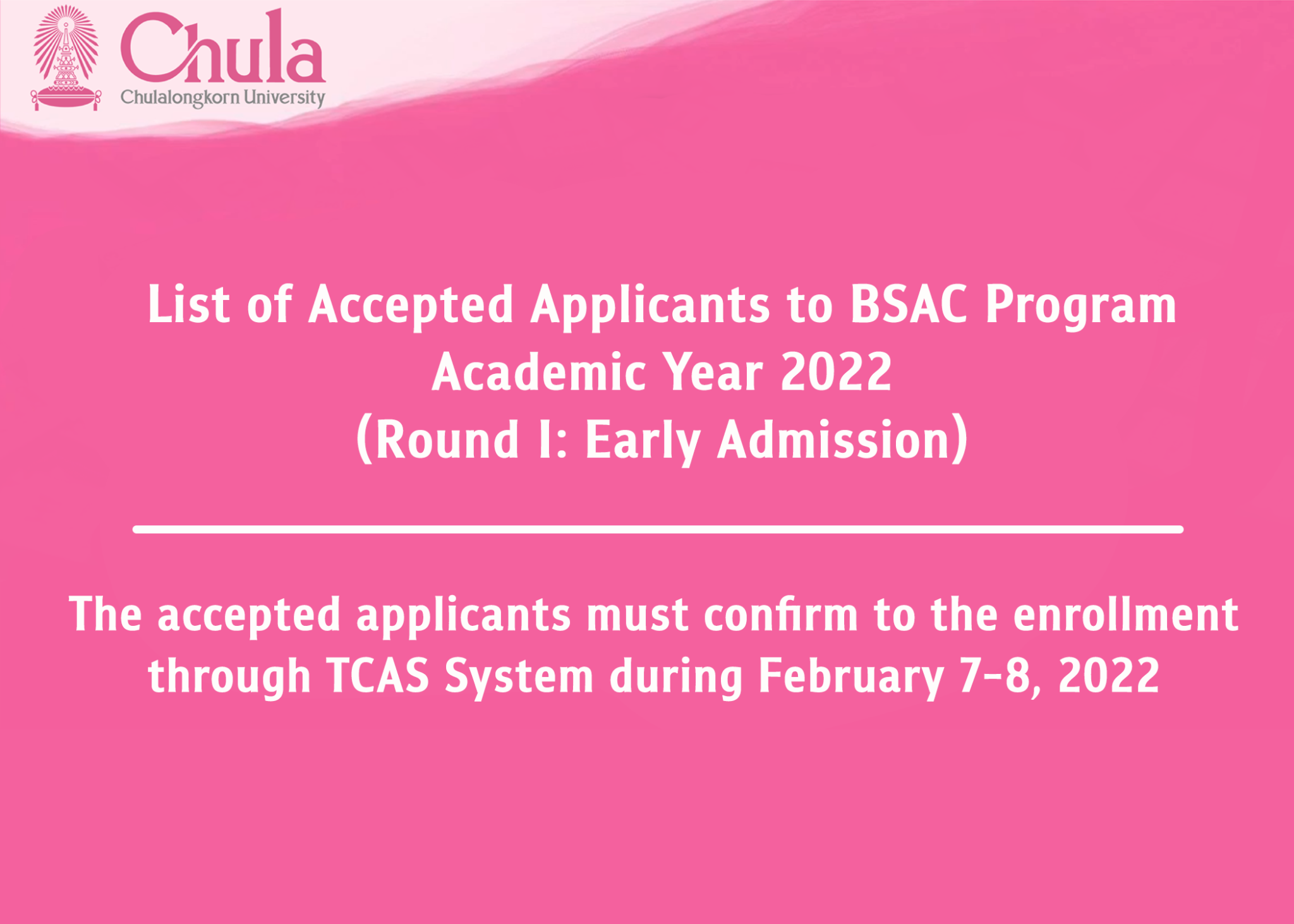 List Of Accepted Applicants To BSAC Program Academic Year 2022 Round List Of Accepted Applicants To BSAC Program Academic Year 2022 Round